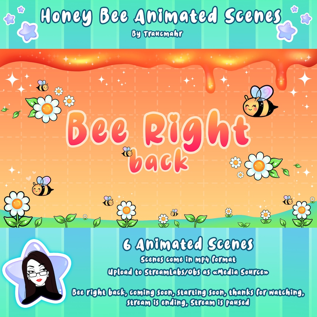 ANIMATED Cute Bee Honey Scenes X6 for Twitch ! Expansion Pack, Overlay ...