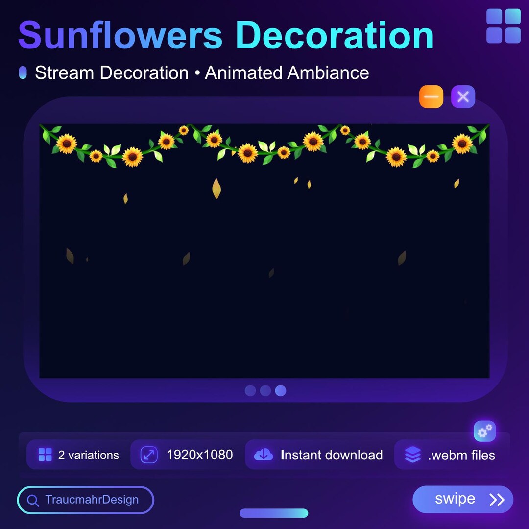 Sunflower Animated Stream Decoration | Falling Leaves, Flowers | Vtuber ...