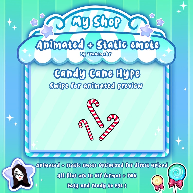 ANIMATED STATIC Christmas Emote Candy Cane Emote Hype - Etsy