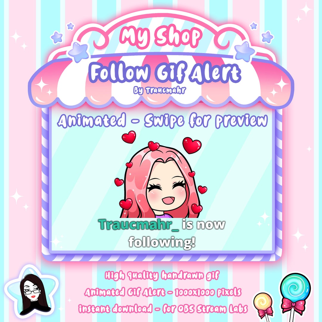 Animated Gif New Follower Alert of a Cute Chibi Pink Hair Girl for Your ...