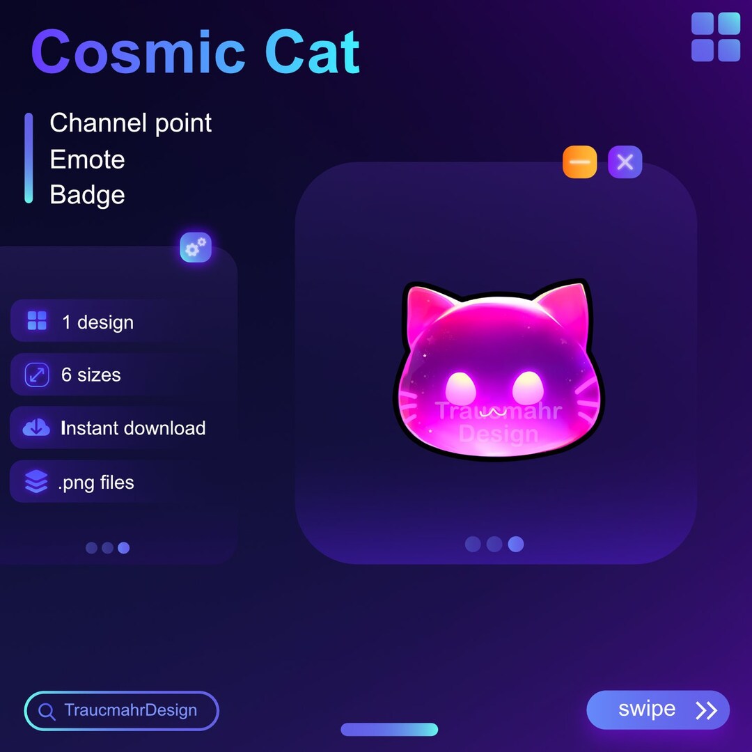 Cosmic Purple Cat | Twitch Channel Point | Emote | Badge | Bit Badge ...