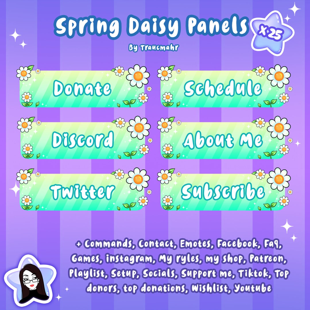 Cute Daisy Flower Panels for Streaming on Twitch and Others ! Streaming ...
