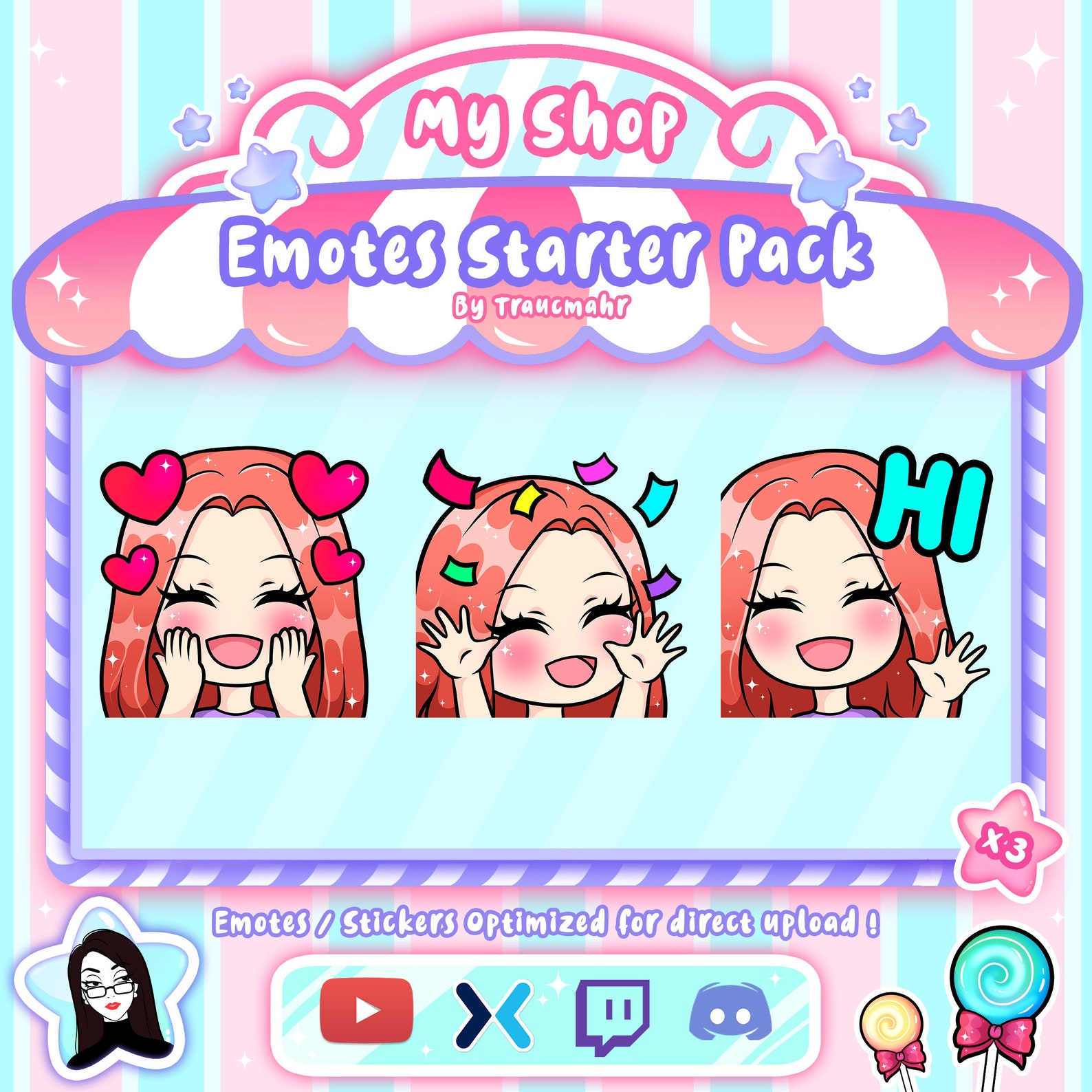 Starter Pack Red Hair Emotes for Twitch Discord Mixer and - Etsy Canada