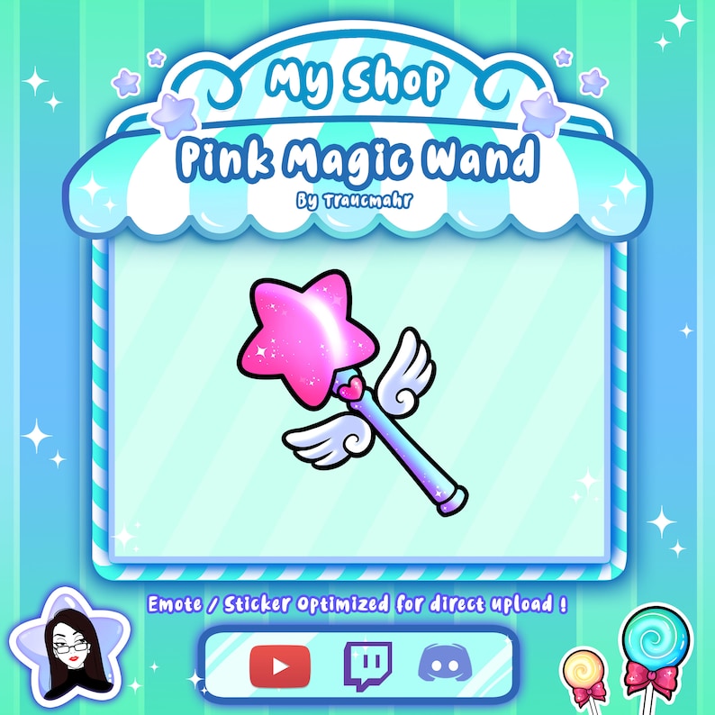 Pink Magic Wand Emote for Twitch Discord and More - Etsy