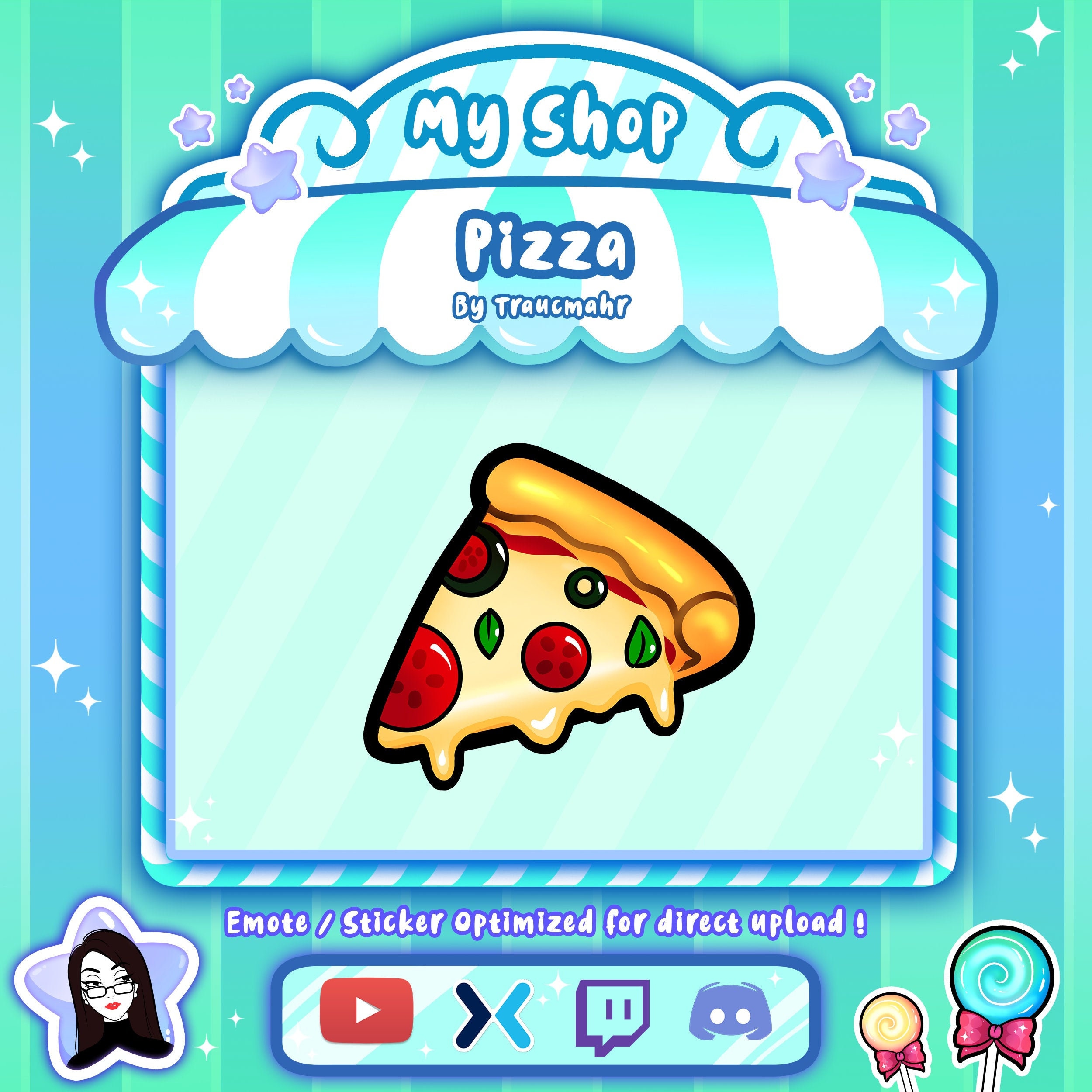 Yummy Pizza Emote for Twitch, Discord, Mixer and More ! - Etsy UK