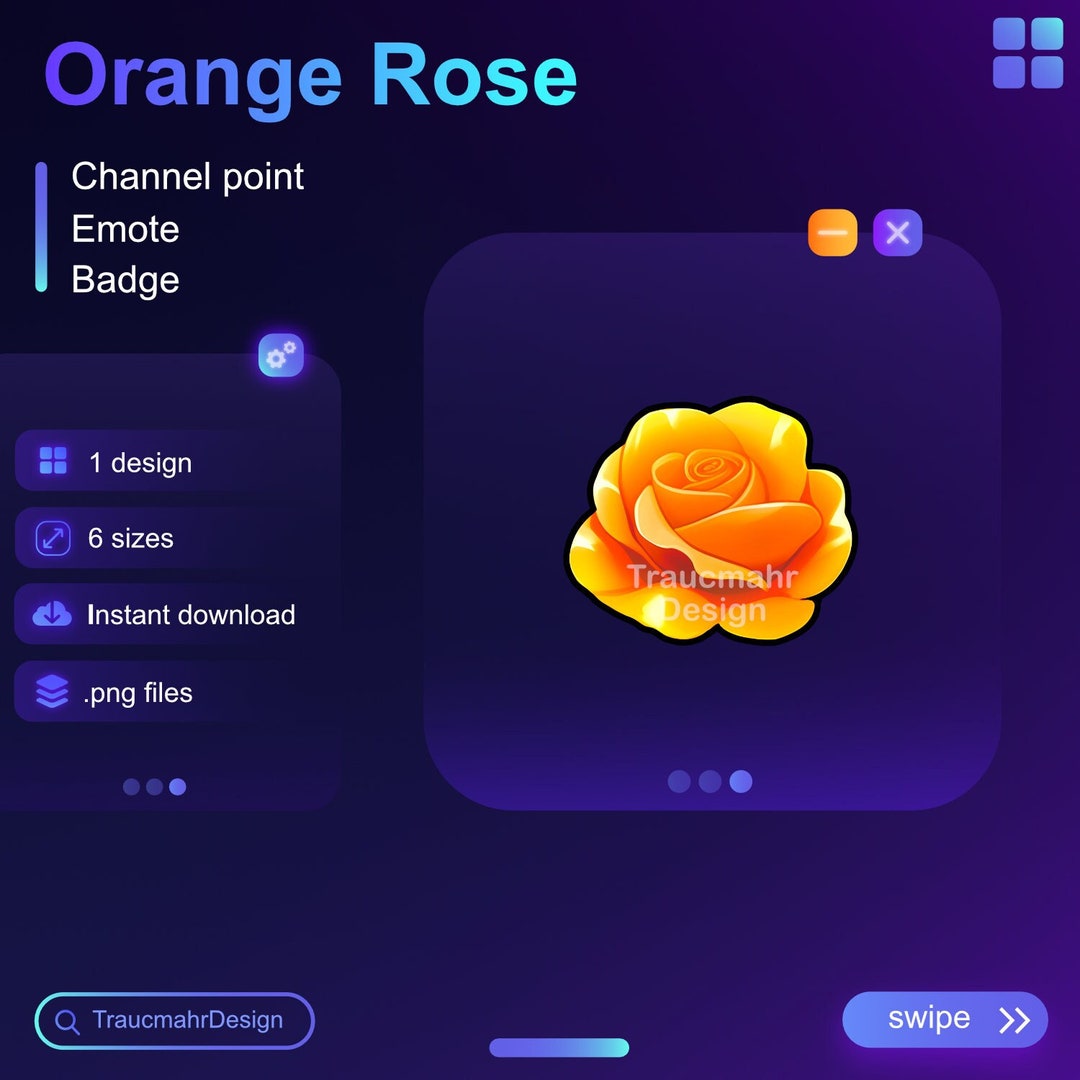 Orange Rose | Twitch Channel Point | Emote | Sub Badge | Bit Badge ...