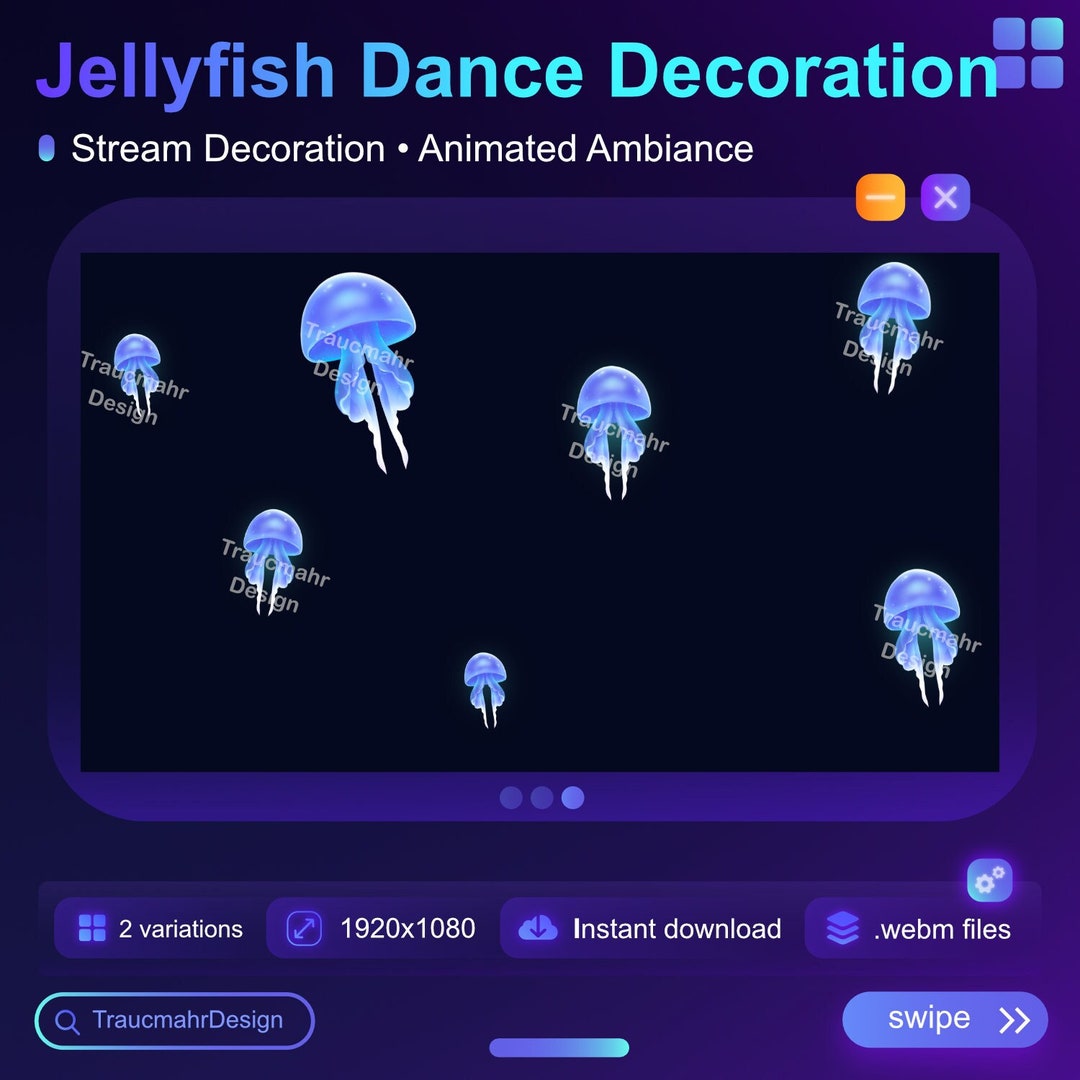 Jellyfish Dance Animated Stream Decoration | Fish, Octopus, Ocean ...