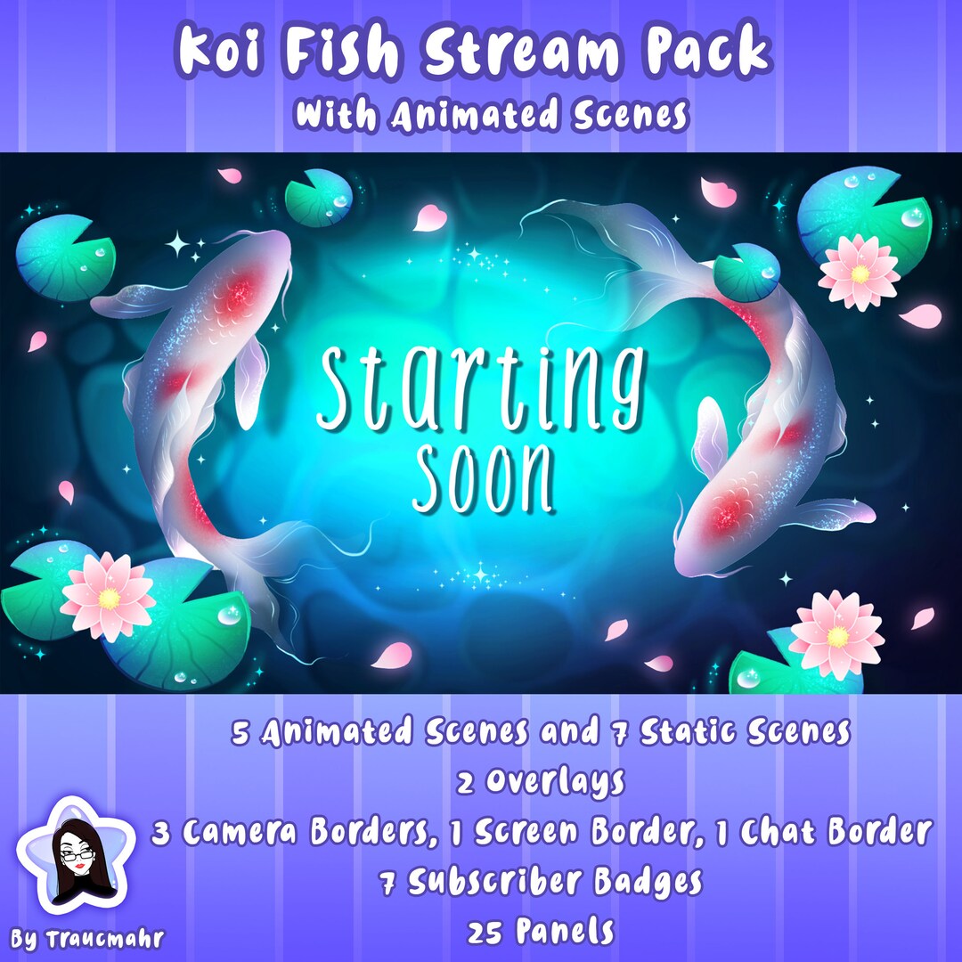 ANIMATED Shiny Koi Fish Stream Pack for Twitch ! 5 Animated Scenes, 7 ...