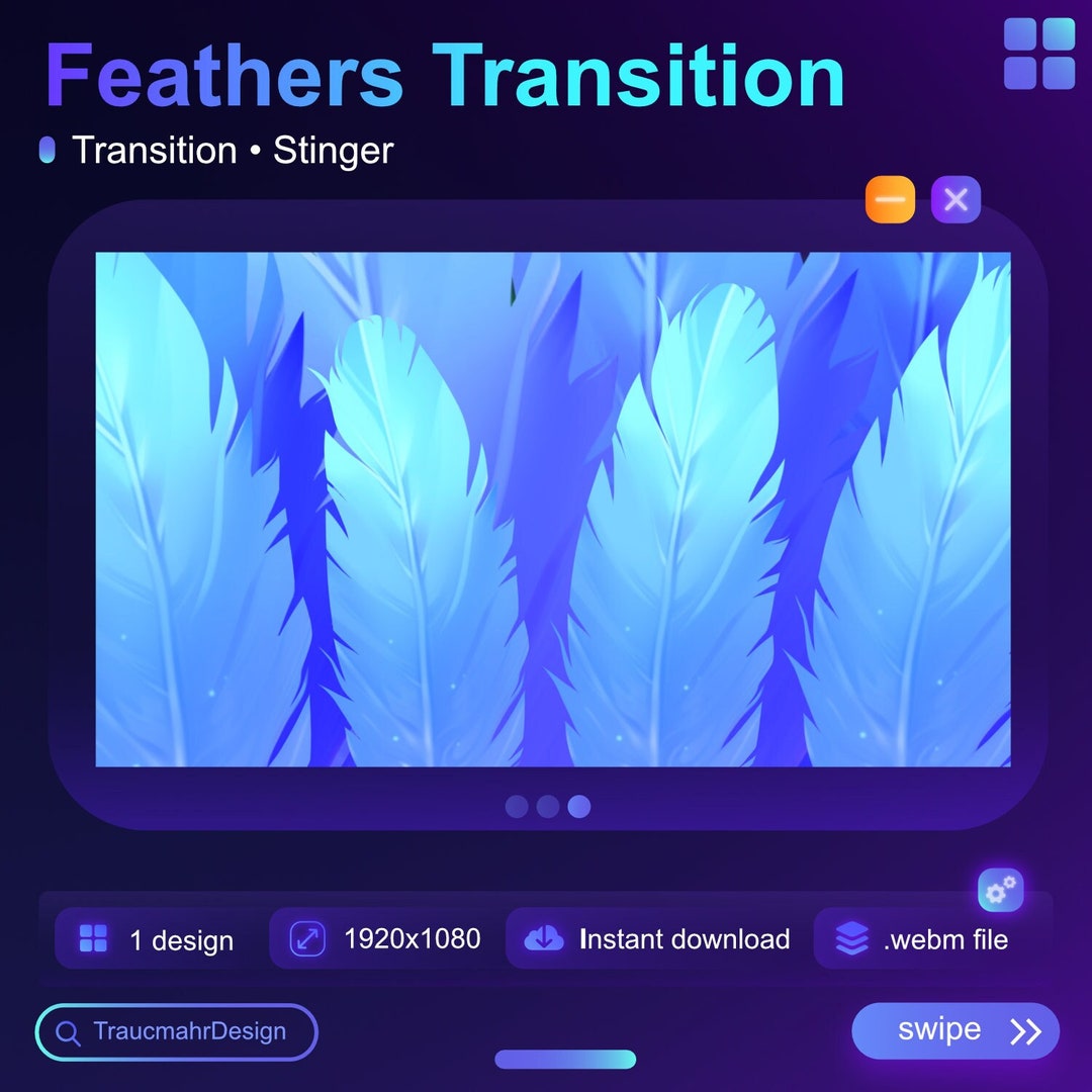 Blue Feathers | Animated Transition | Stinger | Stream Animation | Overlay | Vtuber | Tropical ...