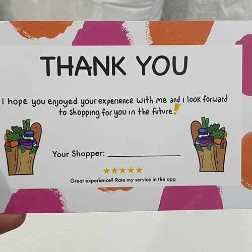 Delivery Thank You Note Message Personalized Shipt Card - Etsy