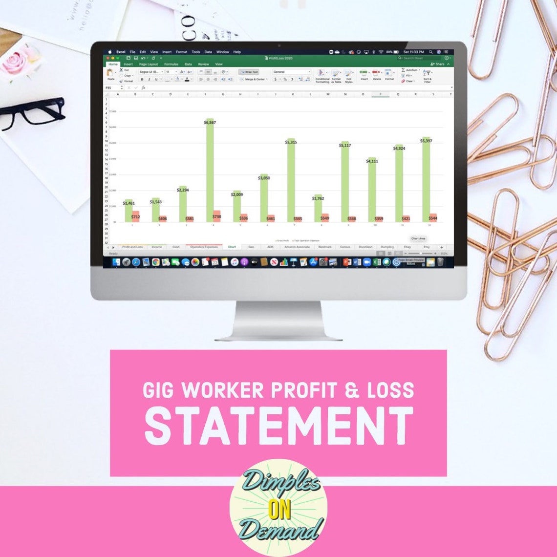 Gig Worker Profit & Loss Statement - Etsy