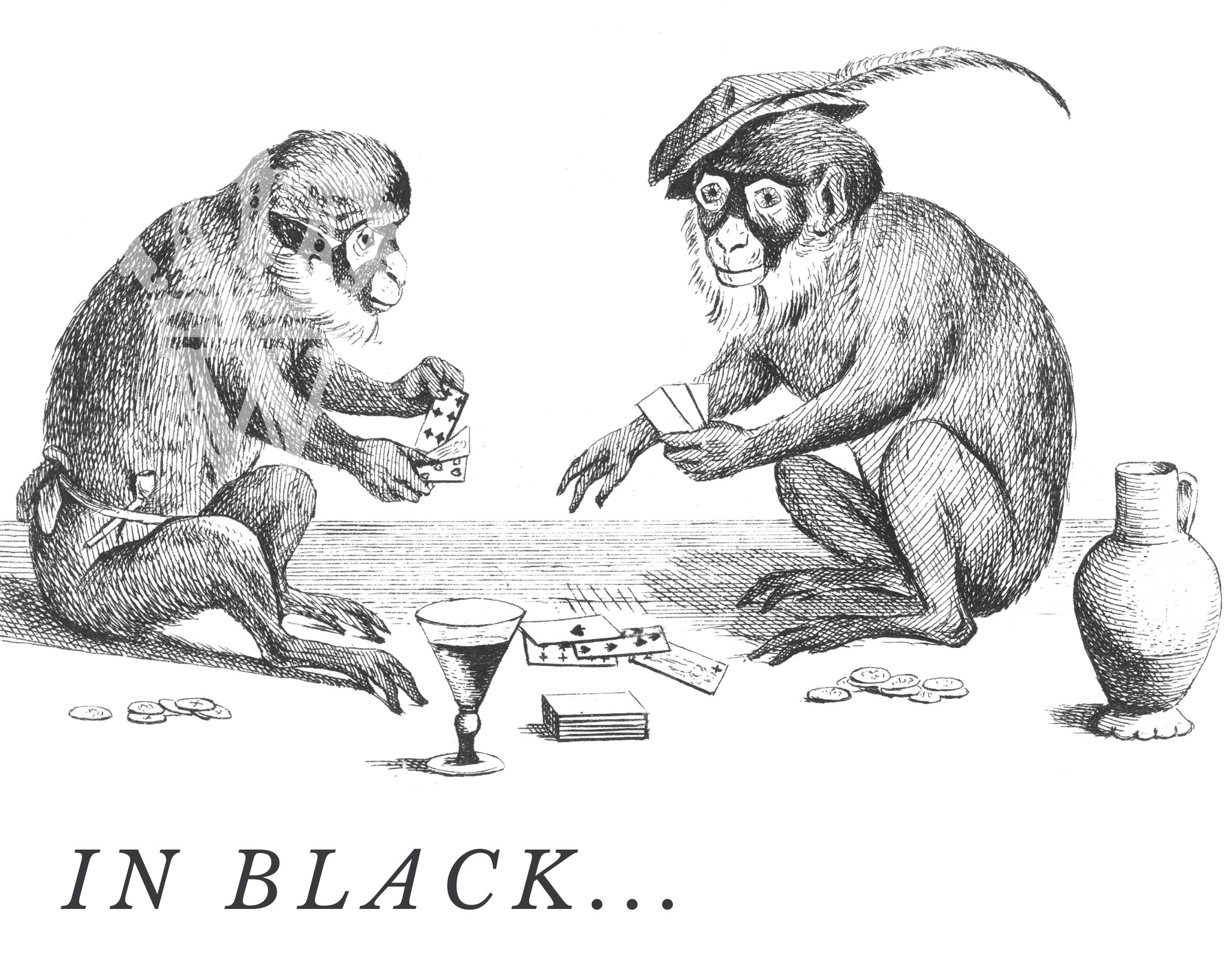Monkeys Playing Poker Vintage Clipart – Anthropomorphic Print (digital ...