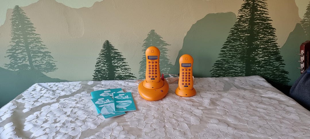 Vintage Swatch Twinfone Orange Landline Telephone Cordless Home Handset ...