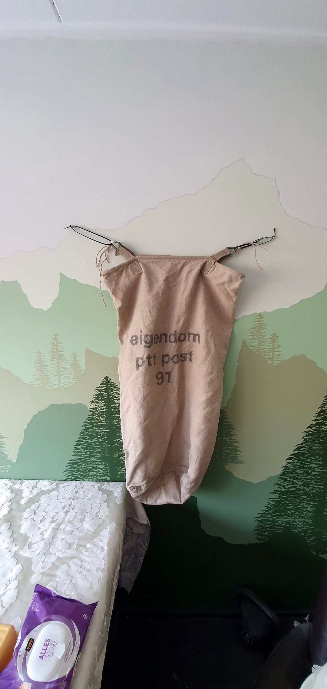 Vintage PTT post jute mail bag 90's letter Dutch mail bag postnl ptt ...