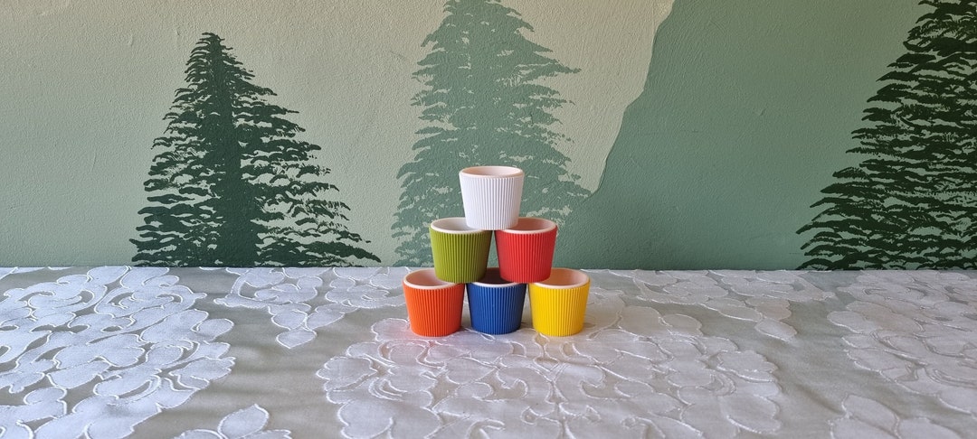 Vintage Turkstra Melamine Ribbed Egg Cups 60's Pastel Colors Rare ...