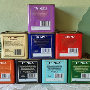 Vintage Twinings Tea Tin Metal Caddy English Square Storage 250g ...