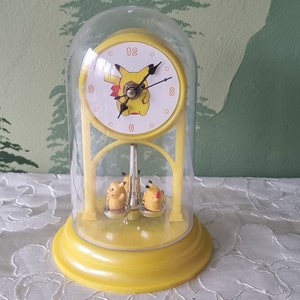 Vintage 2000 Pokémon Pikachu Rotating Pendulum Clock Animated Dome 00's ...