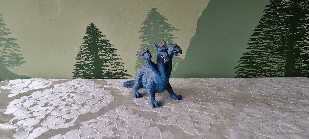 Vintage Chitech Industries 1984 blau, dreiköpfiger Drache, blau, lila ...