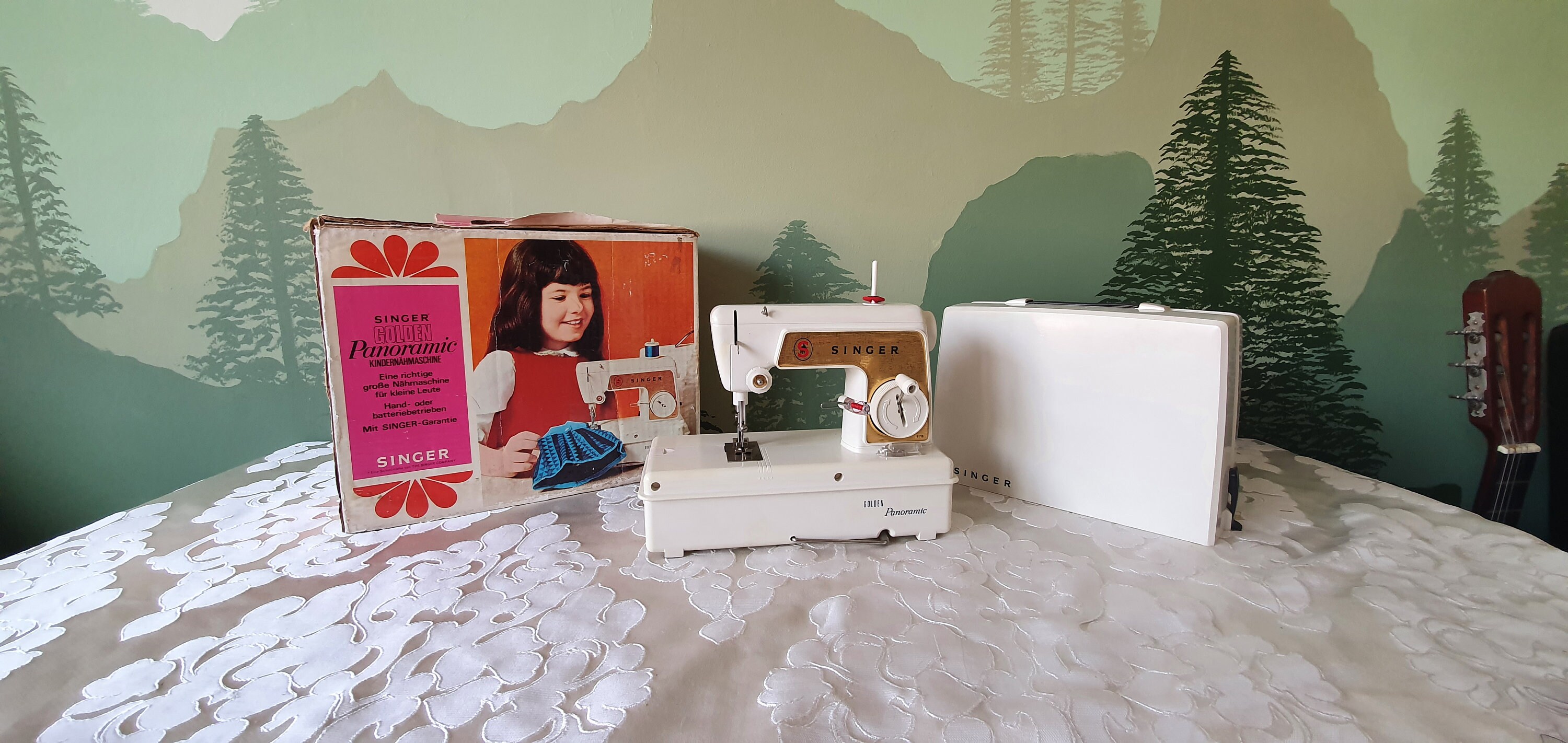 vintage singer golden panoramic children sewing machine set 70's ...