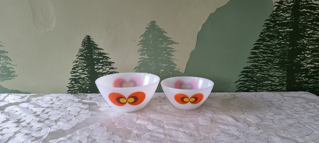 Vintage Schott Mainz Jena Glass Nesting Bowl 70's Carina UFO Peacock ...