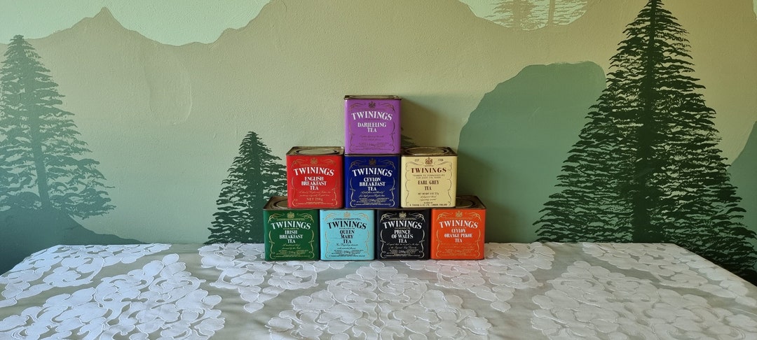 Vintage Twinings Tea Tin Metal Caddy English Square Storage 250g ...