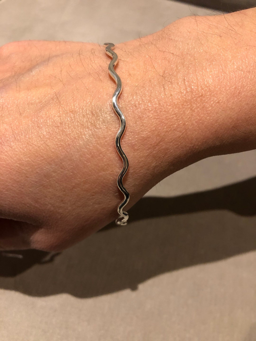 Silver Handmade Bangle Bracelet,wavy Silver Bangle,stackable,hammered ...