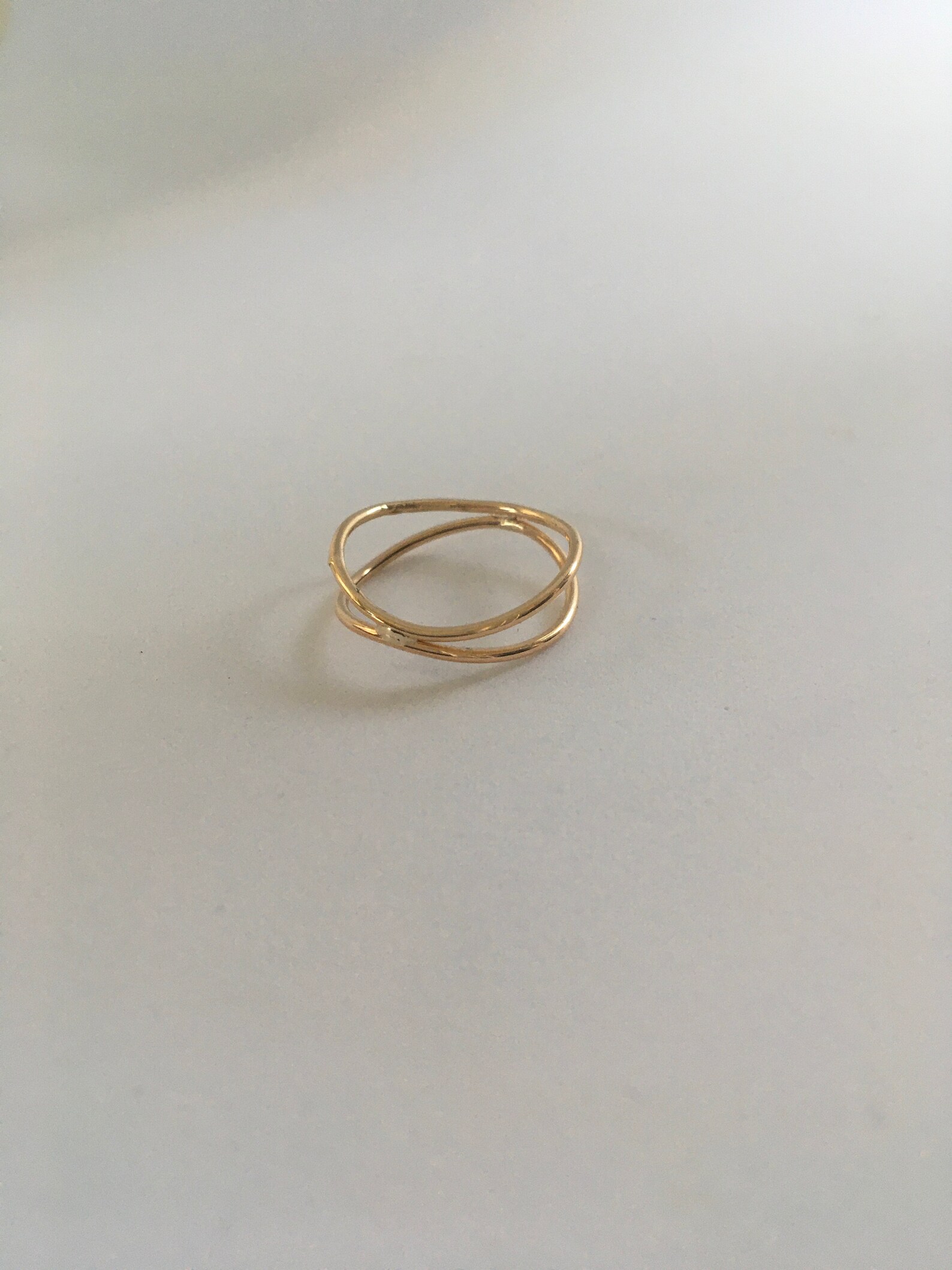 14k Gold Handmade Double Band Ringunique Double Band | Etsy