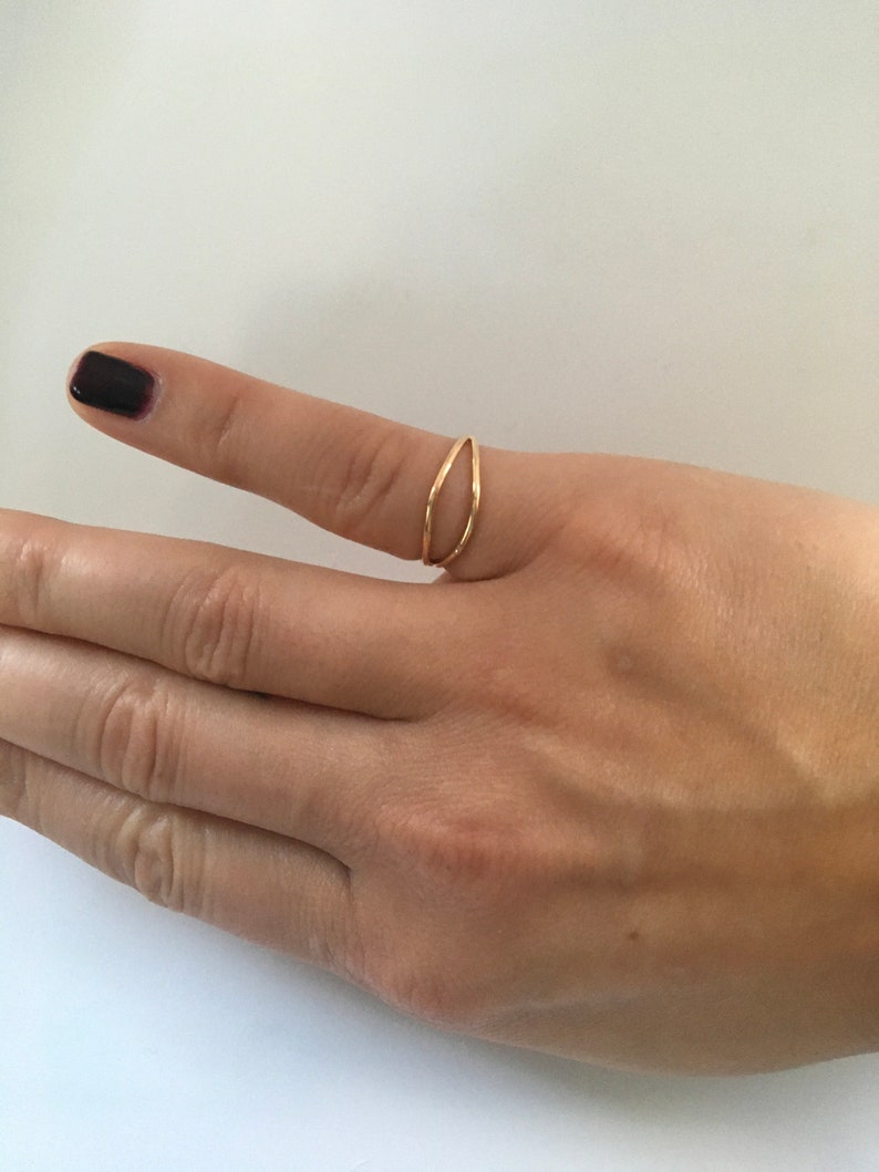 14k Gold Handmade Double Band Ringunique Double Band | Etsy