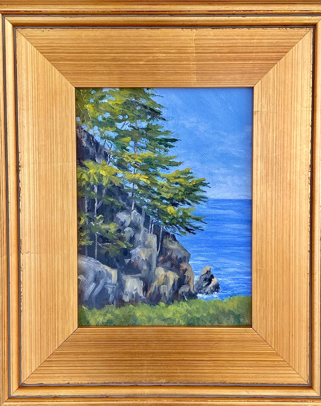 Cliffs of Point Lobos Framed, Landscape Oil Painting, Original Art ...