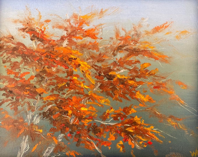 Fall Leaves Landscape Oil Painting, Original Art, Impressionistic ...