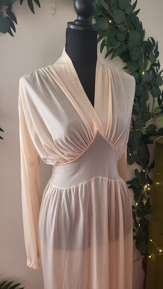 Vintage Sheer Pink Nightgown 1950s Long Nightie Wit… Gem