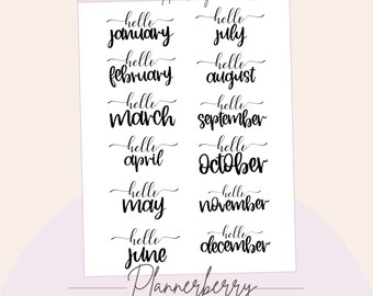 Hello Month Planner Stickers - Etsy