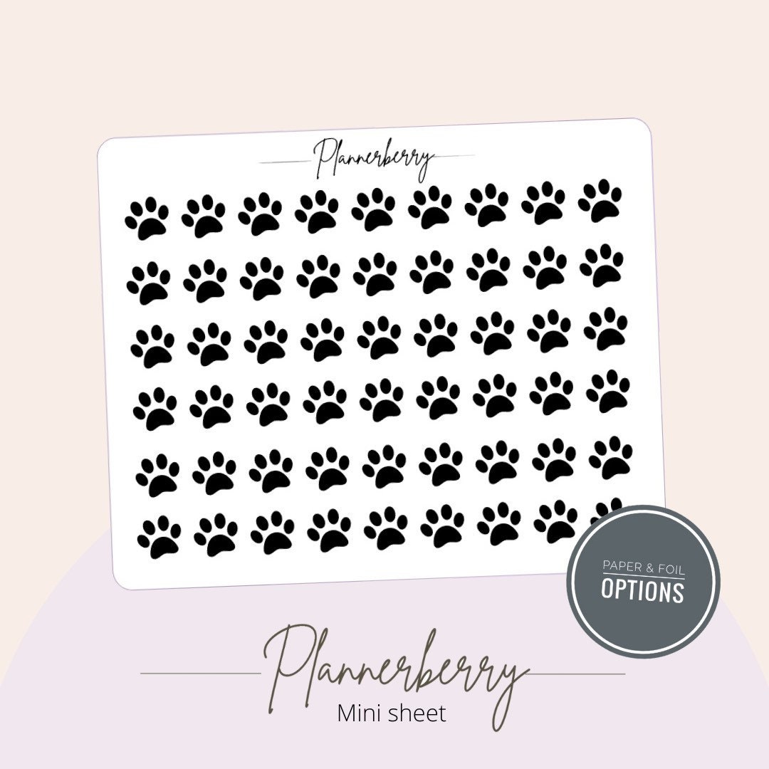 Paw Print Mini Planner Sticker Sheet. Paper & Foil Options. - Etsy