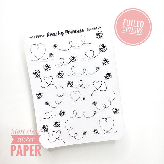 Buzzy Bee Stickers on Matt Clear Sticker Paper and Foiled | Etsy