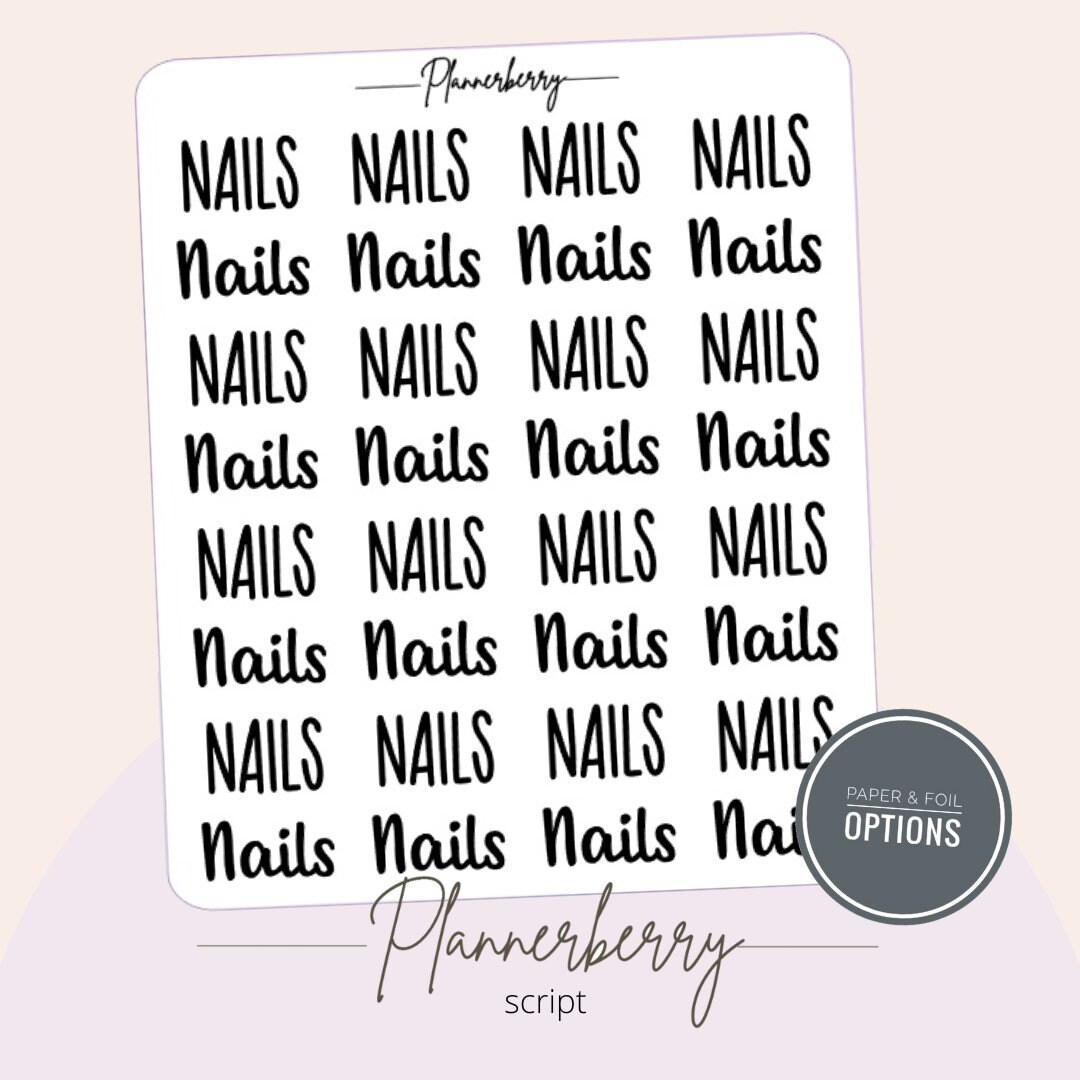 Nail Script Planner Stickers. Paper & Foil Options - Etsy