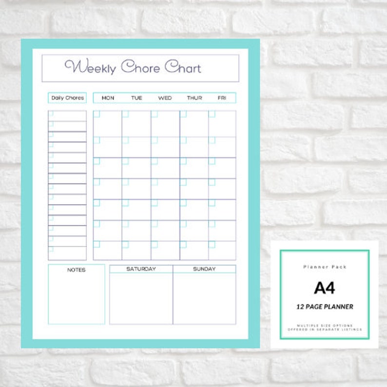 2021 Planner A4 Planner Monthly and Weekly Planner Teal - Etsy