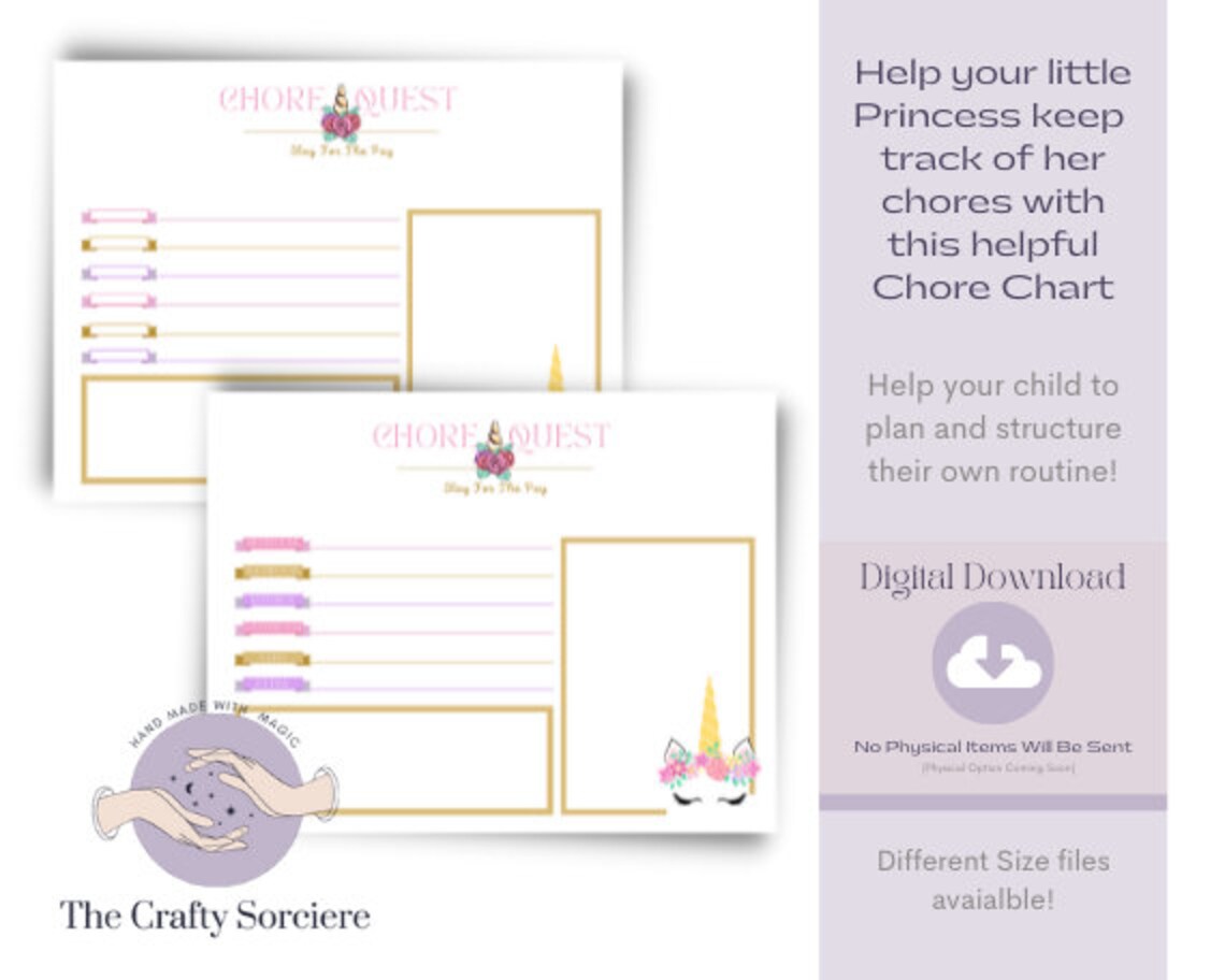Kids Chore Chart Kids Chores Organized Fantasy Theme - Etsy