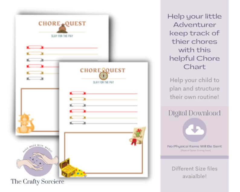 Adventurer Chore Chart | Chore Chart Pack | Kids Chore Chart | Fantasy ...