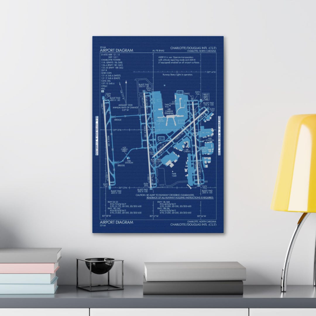 Airport Diagram Canvas, Aviation Canvas, Aviation Wall Art, Pilot Wall ...