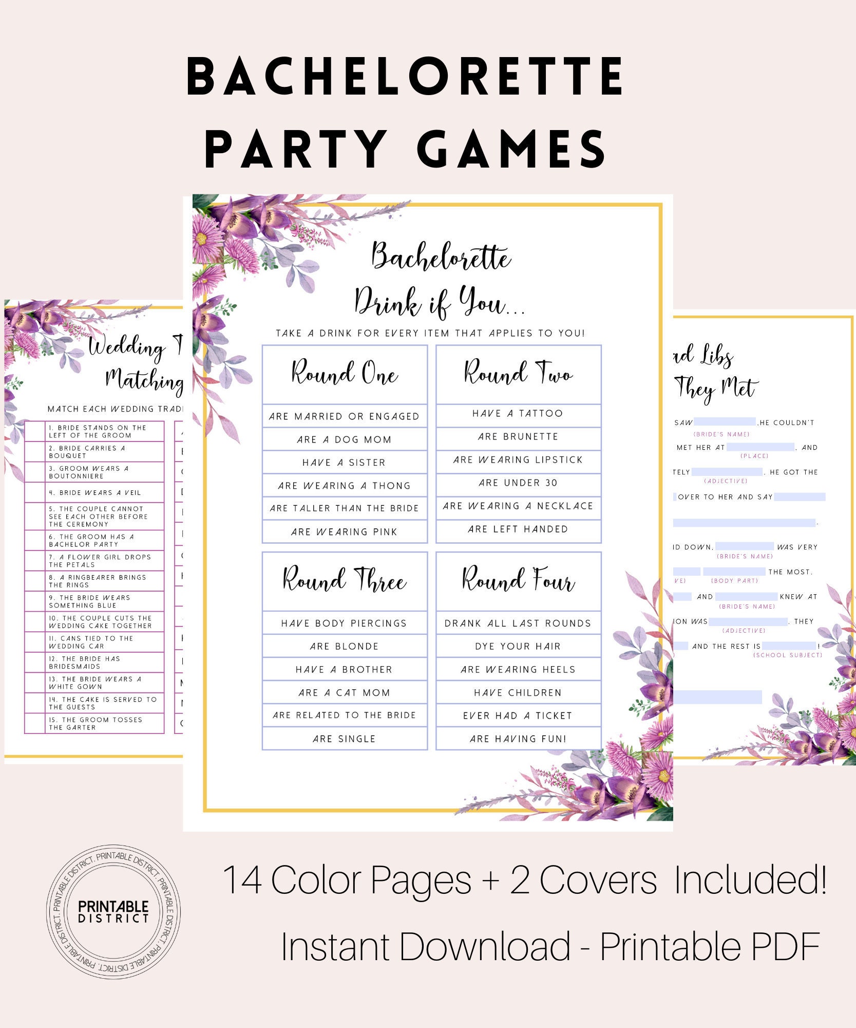 Bachelorette Party Games Printable Bachelorette Game Bundle | Etsy