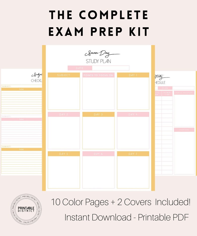 The Complete Exam Prep Kit Printable Student Planner Study | Etsy