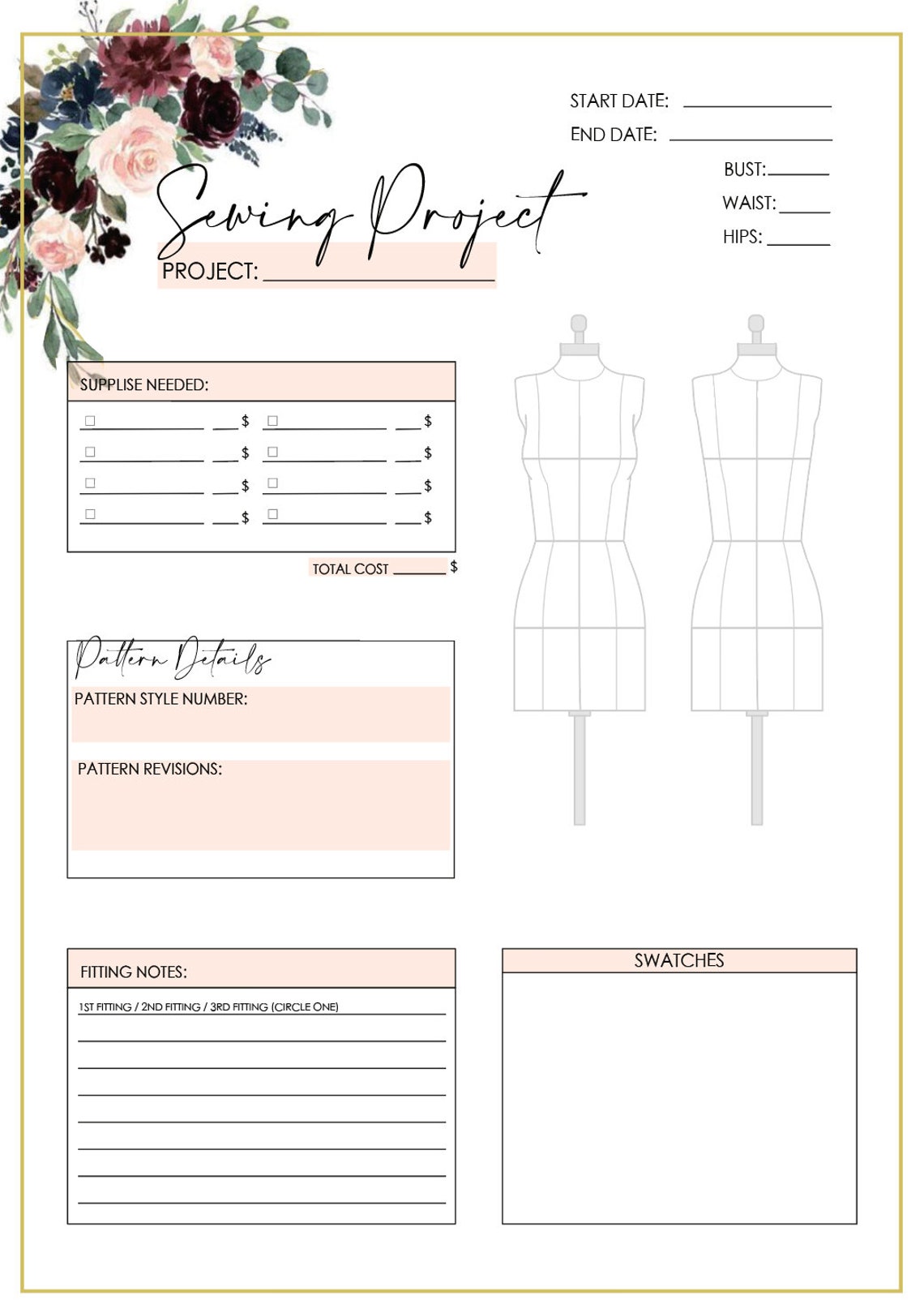 Sewing Project Planner - Etsy