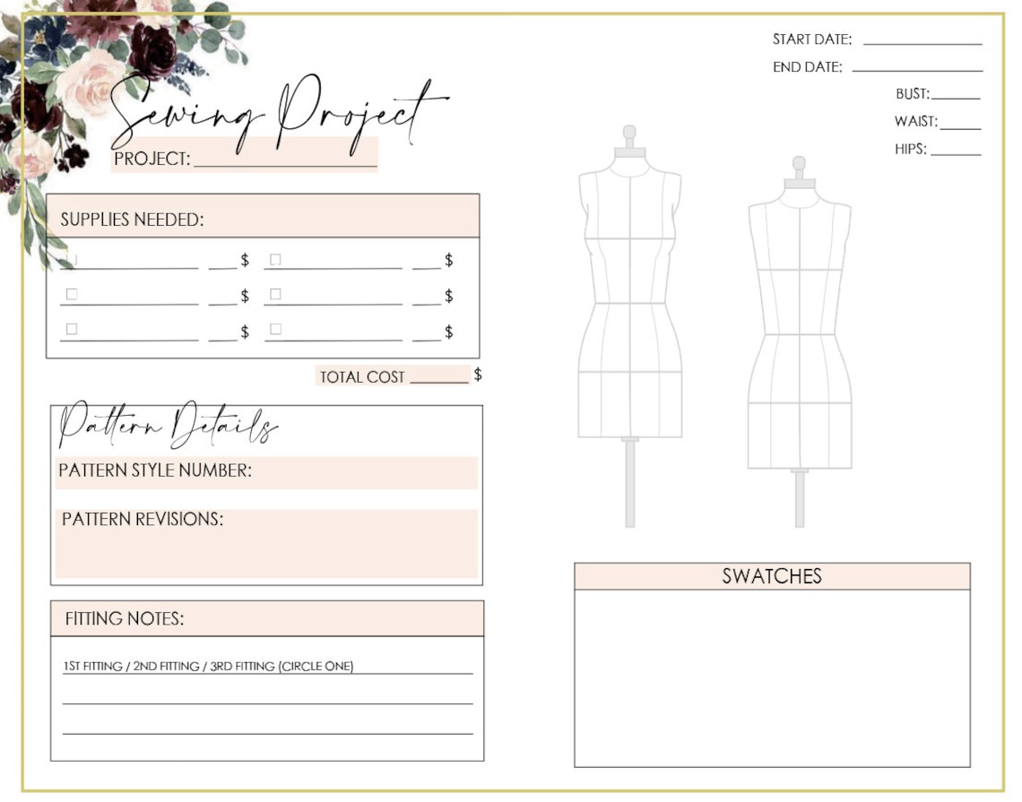 Sewing Project Planner - Etsy