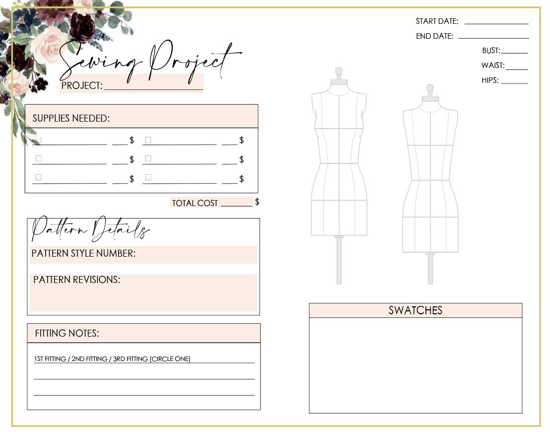 Sewing Project Planner - Etsy