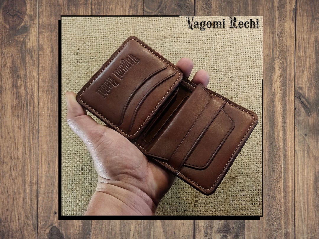 Leather Mini Wallet Type 1. Compact Bifold With Coin Pocket. Original ...