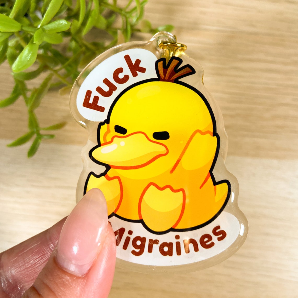 Psyduck Migraine Acrylic Charm, Kawaii Keychain - Etsy
