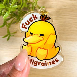 Psyduck Migraine Acrylic Charm, Kawaii Keychain - Etsy