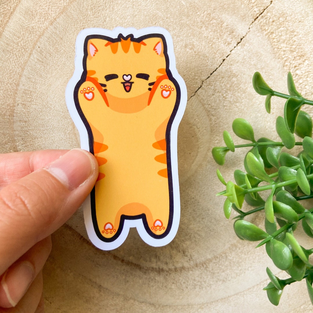 Long Cat Meme Sticker, Orange Cat Sticker, Cute Kitten Sticker - Etsy