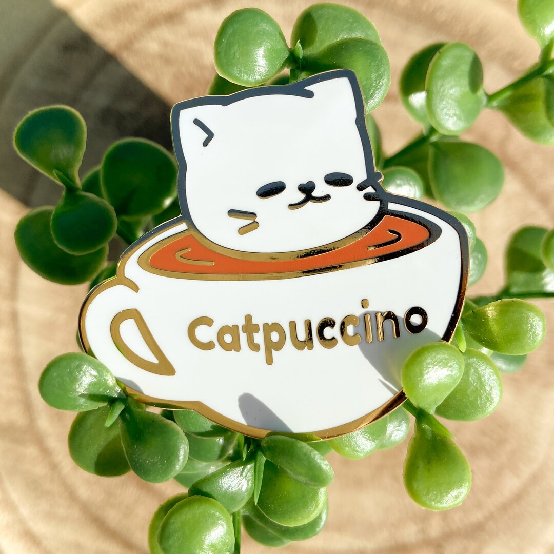 Catpuccino Enamel Pin, Cute Cat Pin - Etsy
