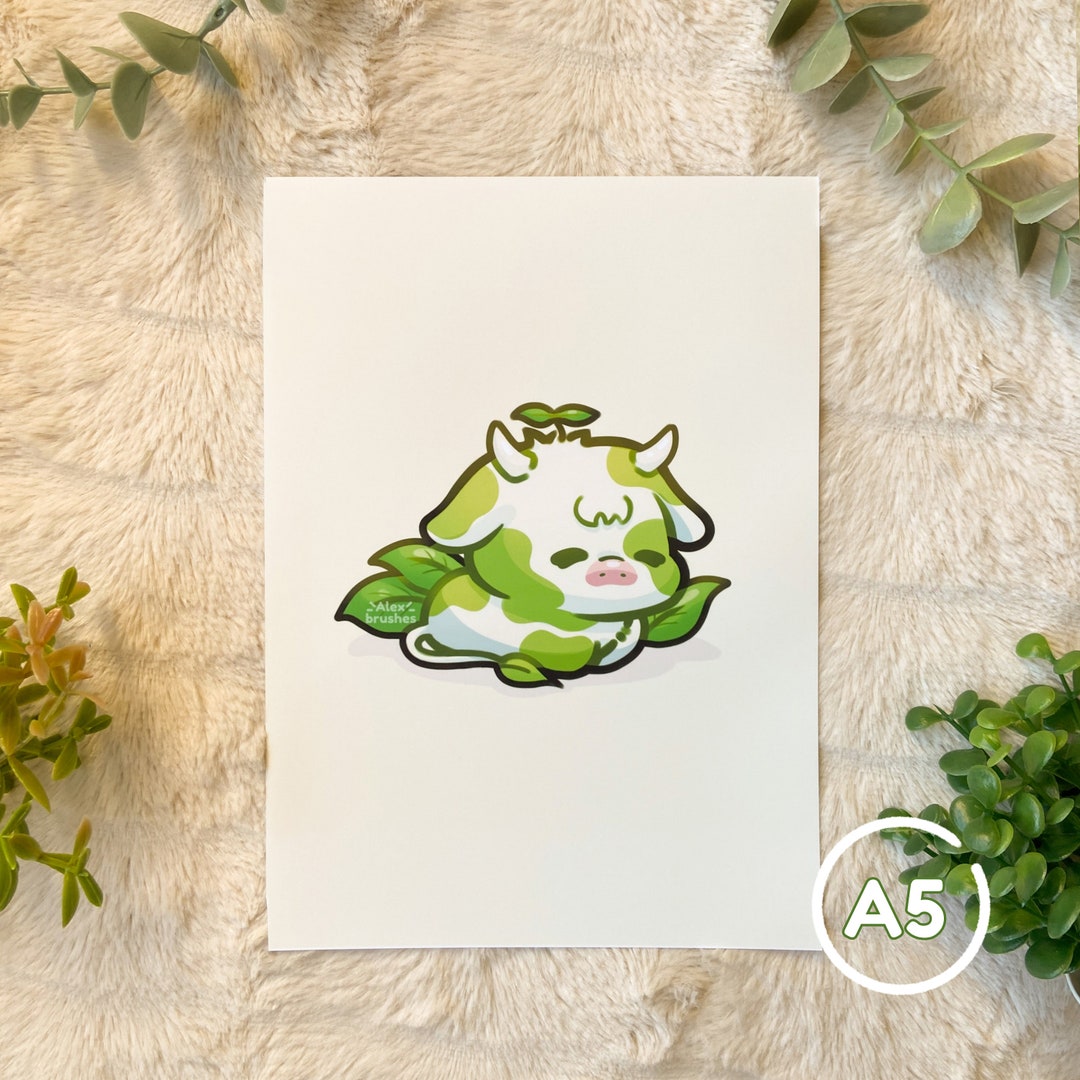 Matcha Cow Art Print Cute Art Print Kawaii Art - Etsy
